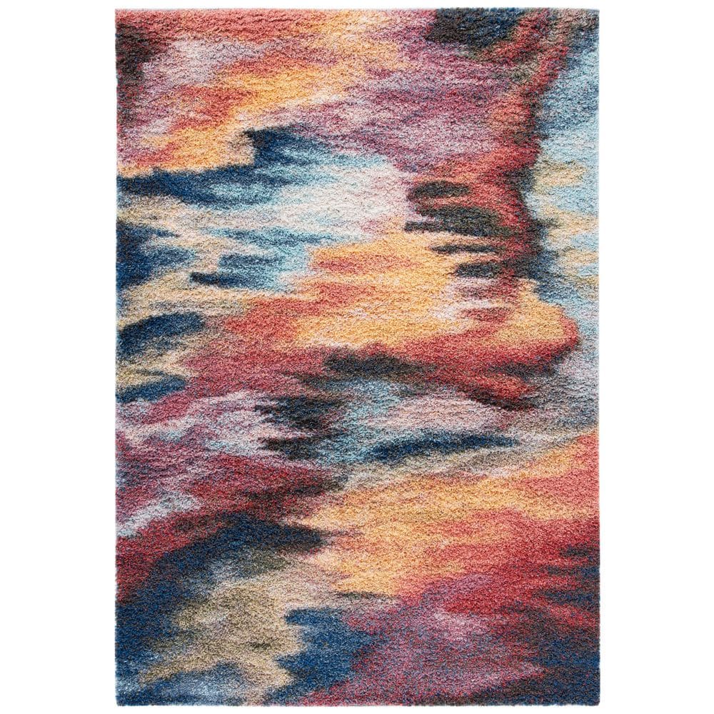 SAFAVIEH Calista 5 ft. x 8 ft. Red/Blue Abstract Multicolor Area Rug ...