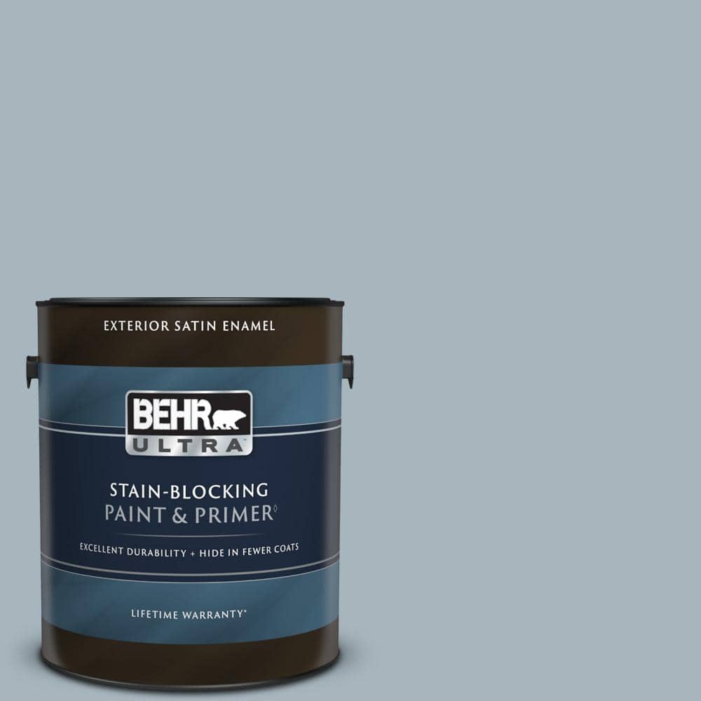 BEHR ULTRA 1 gal. #N480-3 Shadow Blue Satin Enamel Exterior Paint ...
