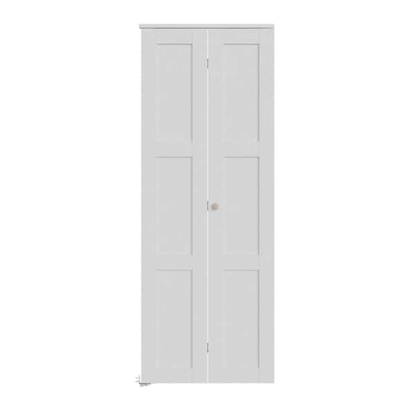GOLDENPOLEY 36 in. x 78.75 in. 3-Panel Solid Core White Finshed MDF ...