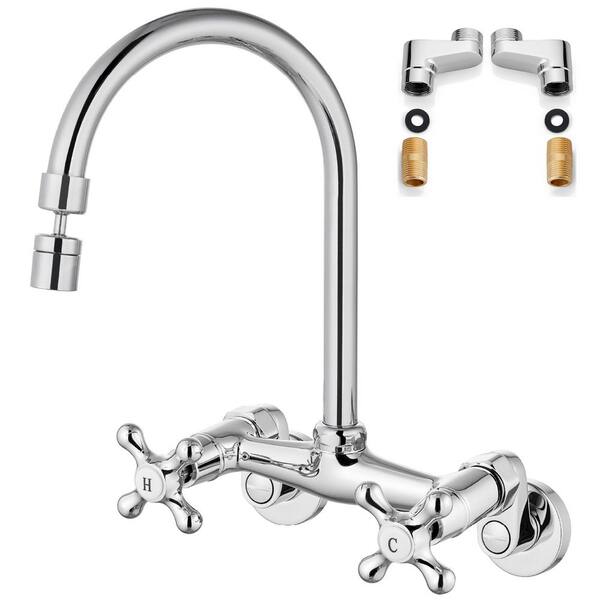 PICTURESQUE CENDU LLC Double Handle Wall Mount Standard Kitchen Faucet ...