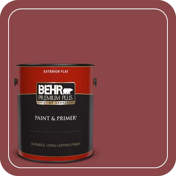 BEHR PREMIUM PLUS 1 gal. #PPU1-10 Forbidden Red Flat Exterior Paint ...