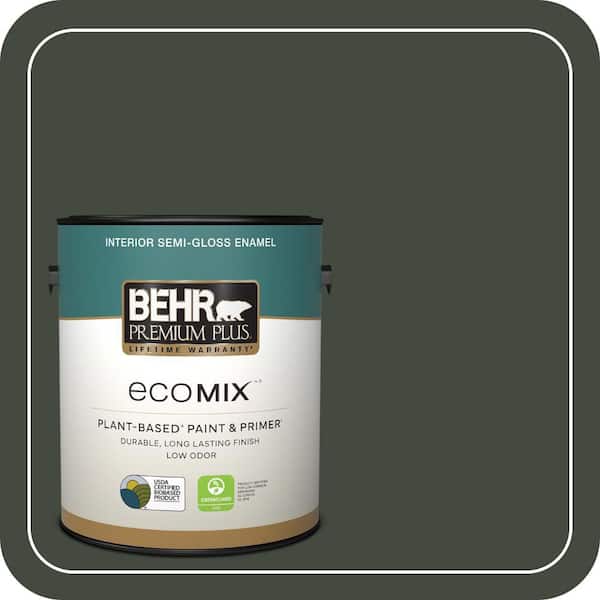 BEHR PREMIUM PLUS 1 gal. #BXC-12 Deep Forest Semi-Gloss Enamel EcoMix ...
