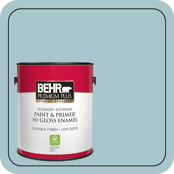 BEHR PREMIUM PLUS 1 gal. #S450-3 Spring Storm Hi-Gloss Enamel Interior ...