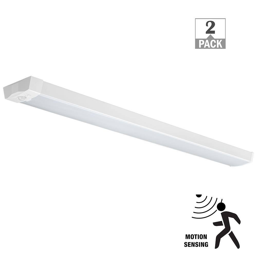 Commercial Electric 2-Pack 4 ft. Motion Sensing LED White Strip Light ...