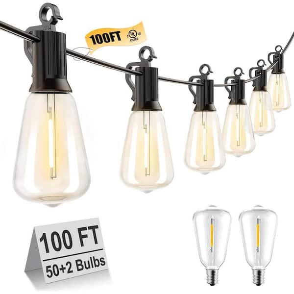 Brightown 52-Light (2-Spare) 100 ft. Indoor/Outdoor Plug-In Integrated ...