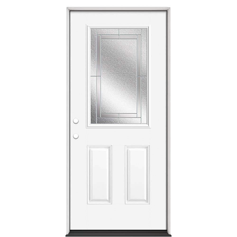 Masonite Focus 36in x 80in Right Hand/Inswing 1/2 Lite Decorative Glass ...