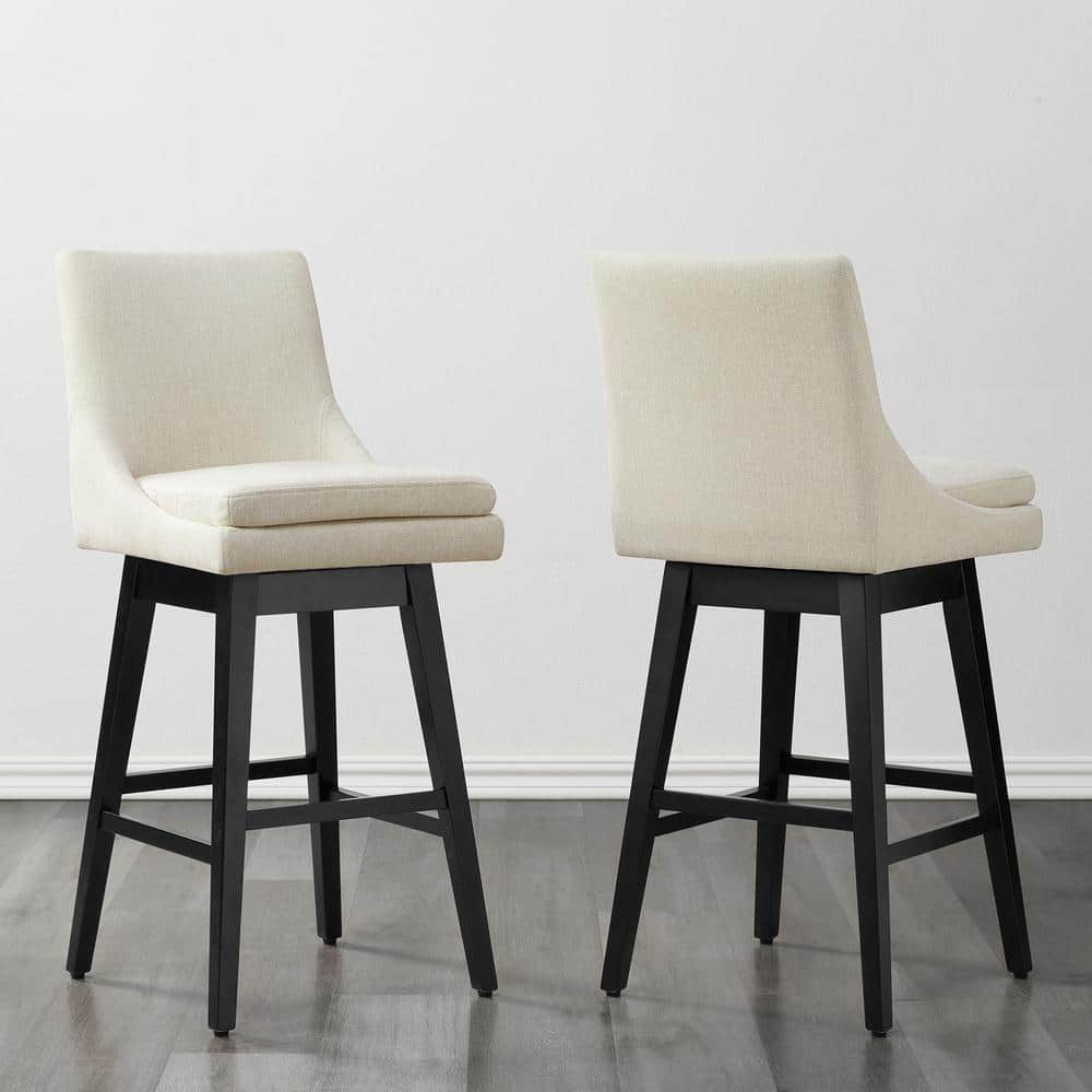 Spruce & Spring Fiona 30.7 in. Linen Solid Wood Frame Swivel Counter ...