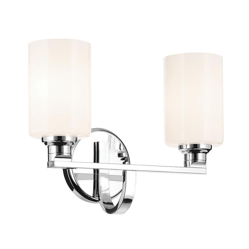 KICHLER Gioe 14.25 in. 2-Light Vanity Light with Opal Glass in Chrome ...
