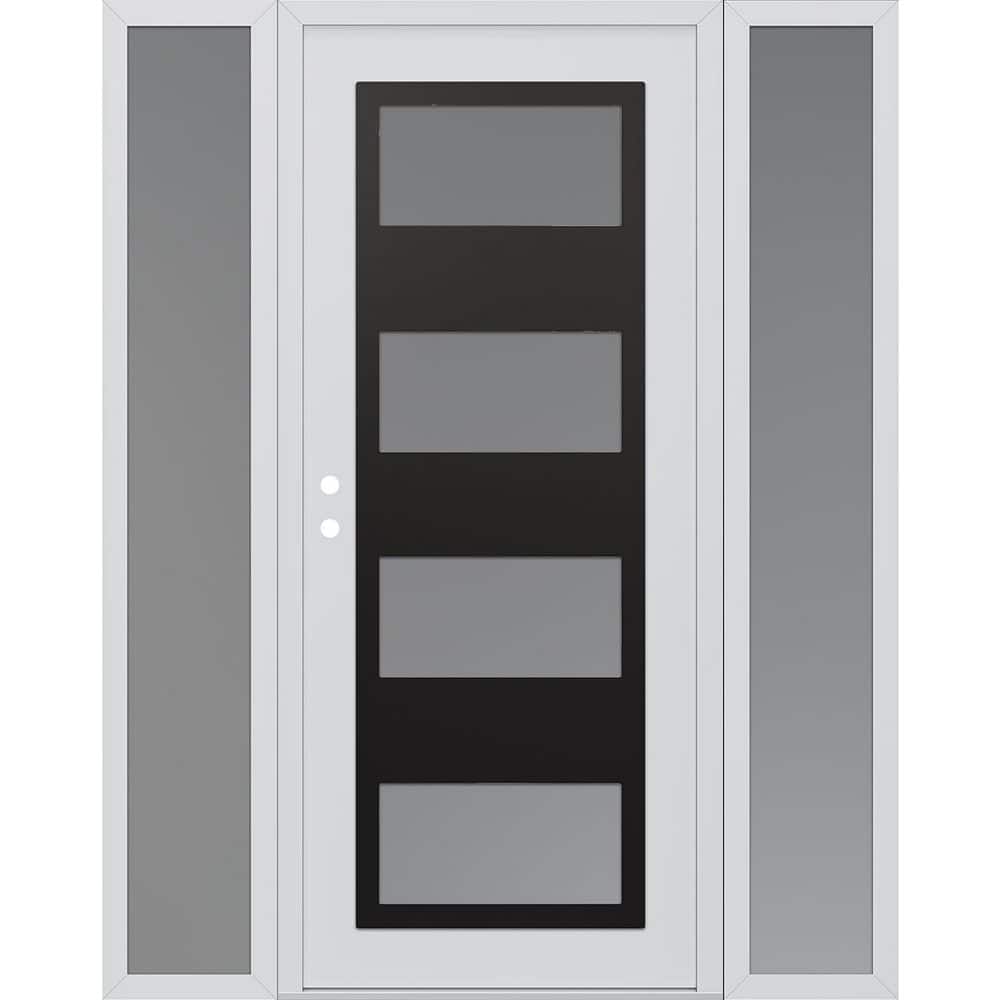 Tessari Doors C2 60 in. x 80 in. Black P Right-Hand/Inswing Frosted ...