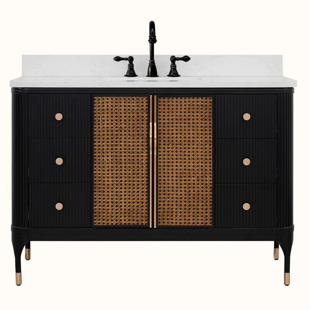 Legion Furniture Solid Wood Contemporary 48 in. Freestanding Black ...