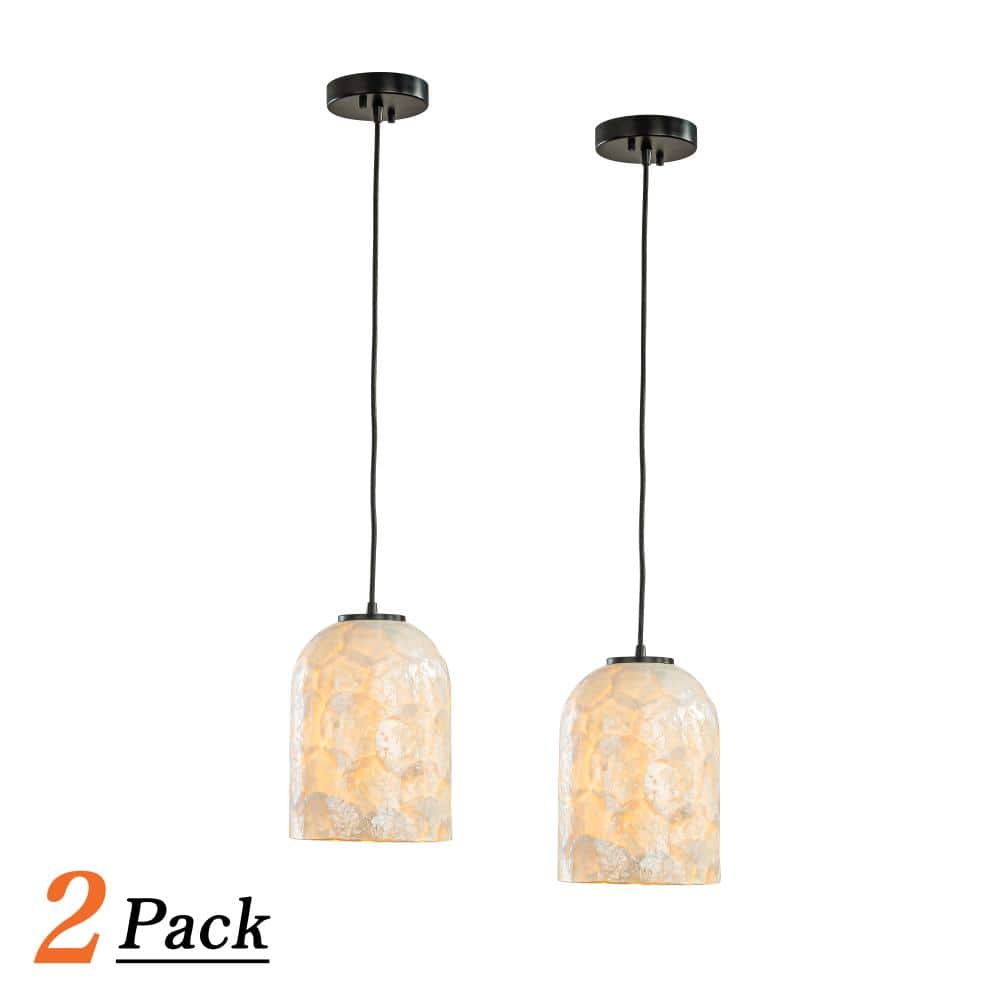 ALOA DECOR 1-Light 7 in. Farmhouse Natural Capiz Seashell Single ...