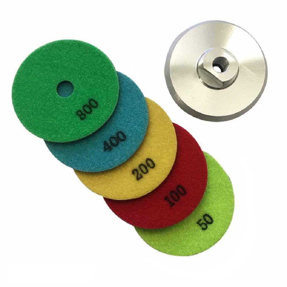 EDiamondTools 4 in. Dry Diamond Polishing Pad Set for Stone and ...