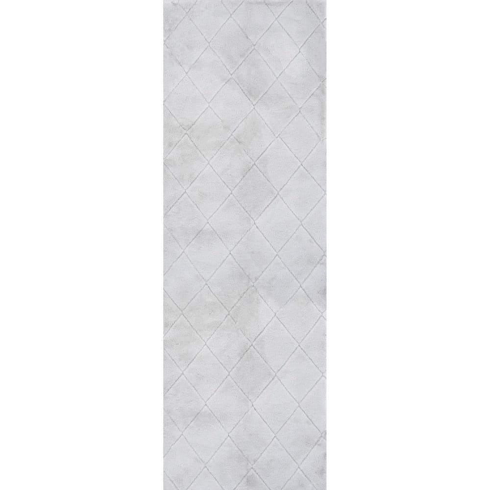 nuLOOM Amy Machine Washable Silver 2 ft. x 8 ft. Solid Runner Rug ...