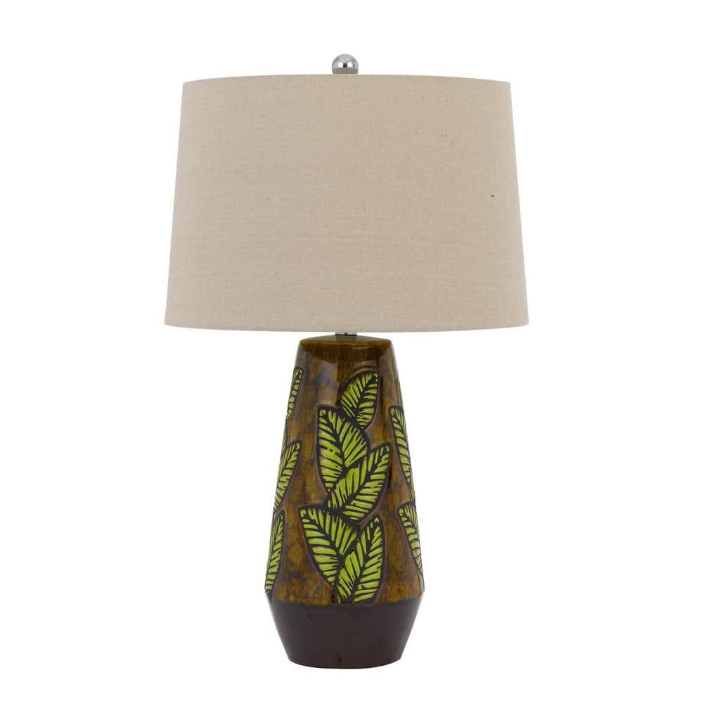 HomeRoots 29 in. Brown Ceramic Table Lamp with Tan Empire Shade ...
