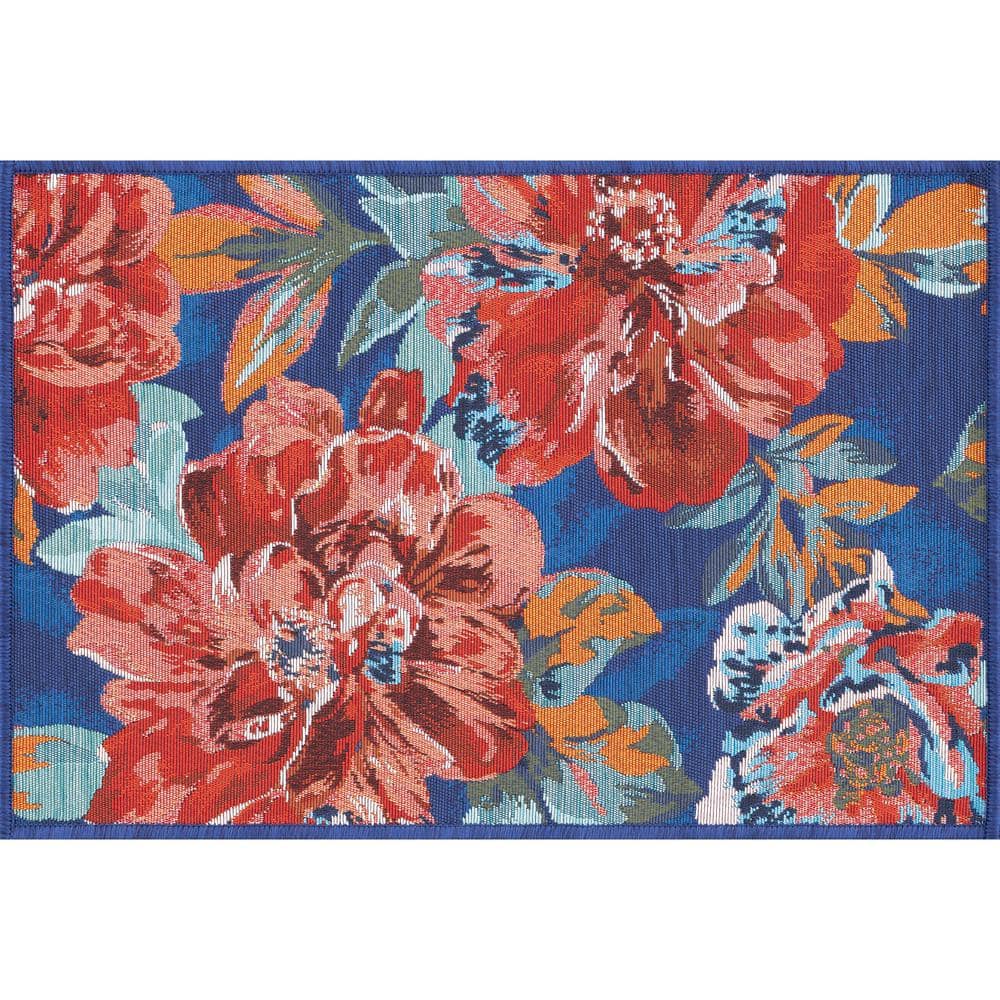 Tayse Rugs Stunning Multi-Color 2 ft. x 3 ft. Floral Indoor/Outdoor ...