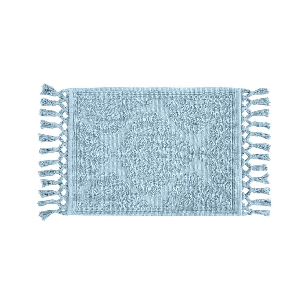 Jean Pierre Ricardo Cotton Fringe 17 in. x 31 in. Bath Rug in Light ...