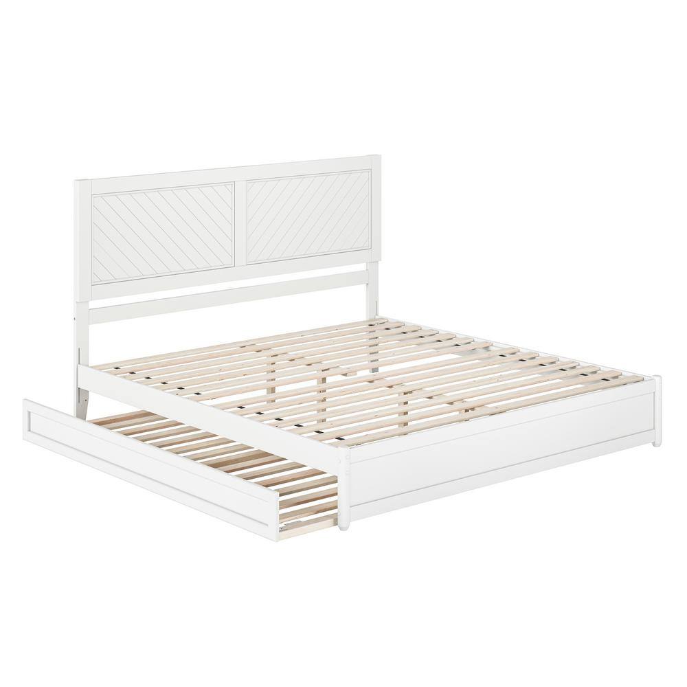 AFI Clayton White Solid Wood Frame King Platform Bed with Panel ...