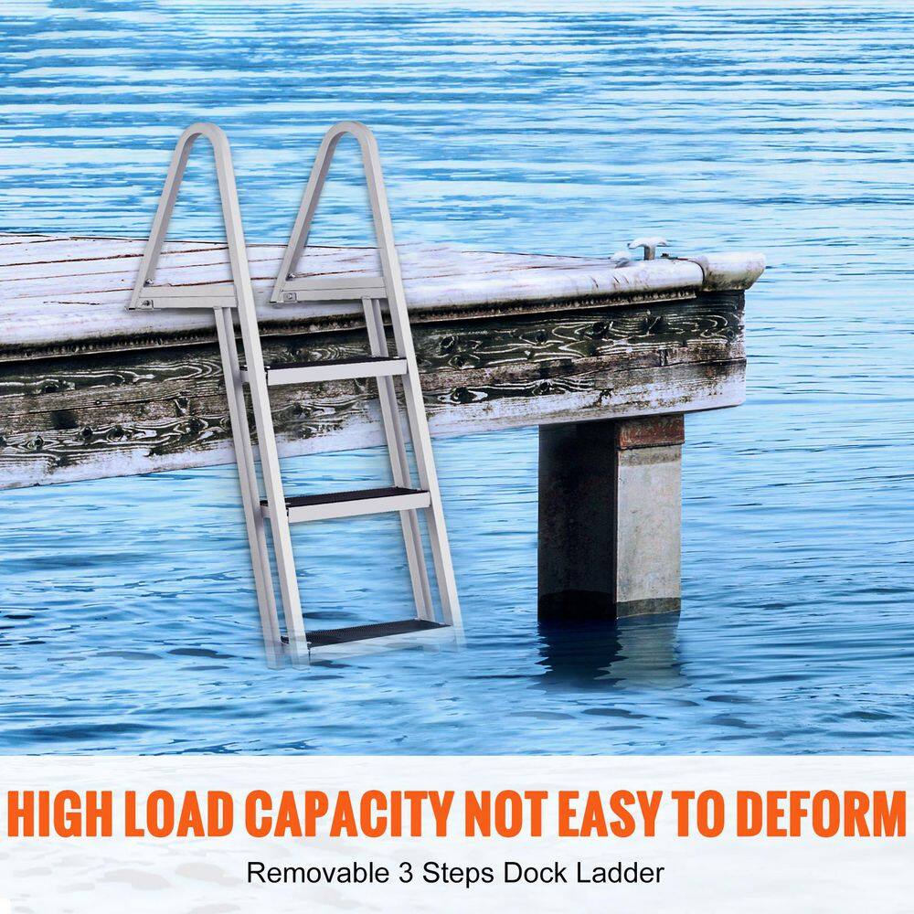 SKYSHALO Retractable Dock Ladder 3-Steps 3.1 in. Wide Standard ...