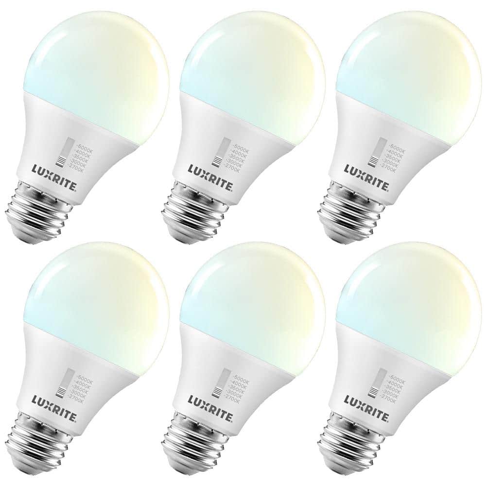 LUXRITE 60-Watt Equivalent A19 E26 Base LED Light Bulb 5CCT Color ...