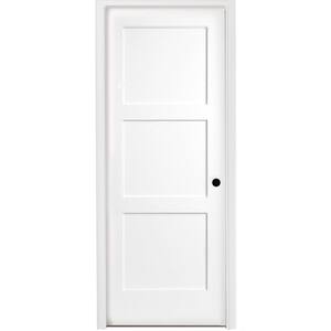 Steves & Sons 24 in. x 80 in. 3-Panel Equal Shaker White Primed LH ...