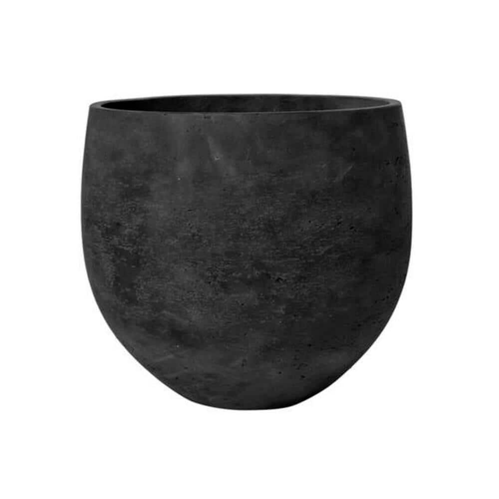 PotteryPots 15.35 in. W x 13.78 in. H Extra Large Round Black Washed ...