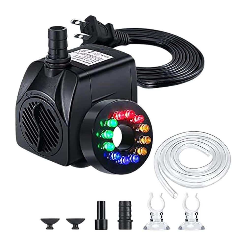 Oyezvary 220GPH Submersible LED Fountain Pump with 3 Nozzles, 6.5 ft ...