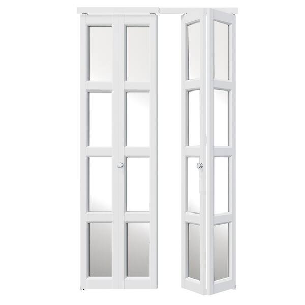 TENONER 48 in. x 80 in. 10 Lite Decorative Frosted Glass Solid Core ...