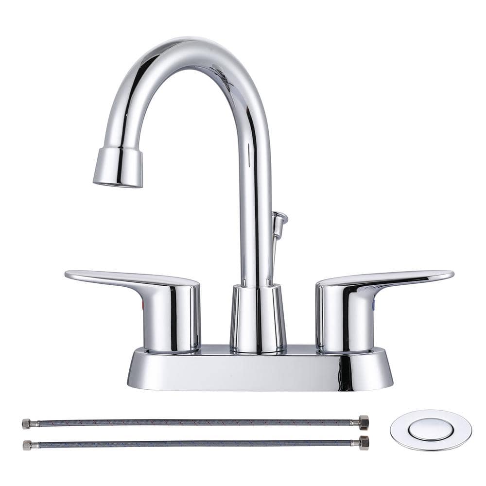 AVITAS Double Handle 4 in. Centerset High-Arc Bathroom Faucet with Lift ...