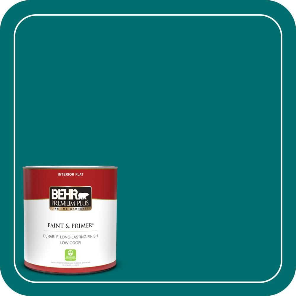 BEHR PREMIUM PLUS 1 qt. #P460-7 Caribbean Current Flat Low Odor ...