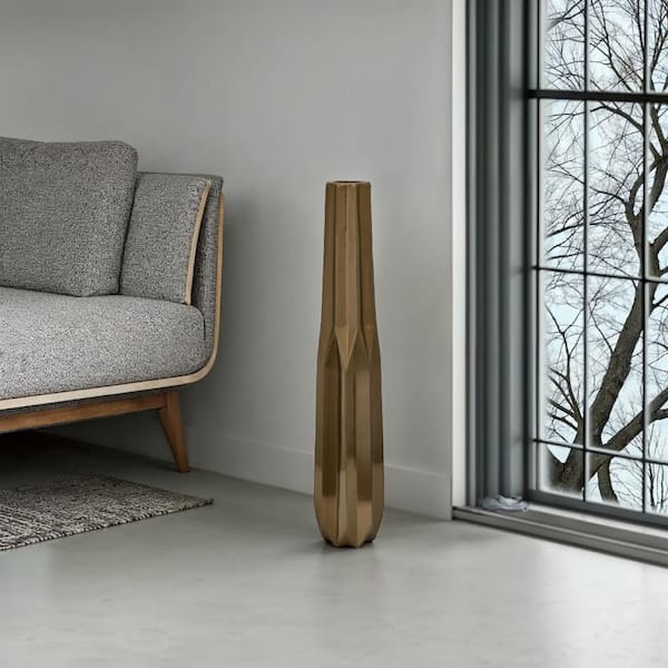 Benjara 31.5 in. Deep Bronze Slim Profile Shiny Ceramic Bud Shape ...