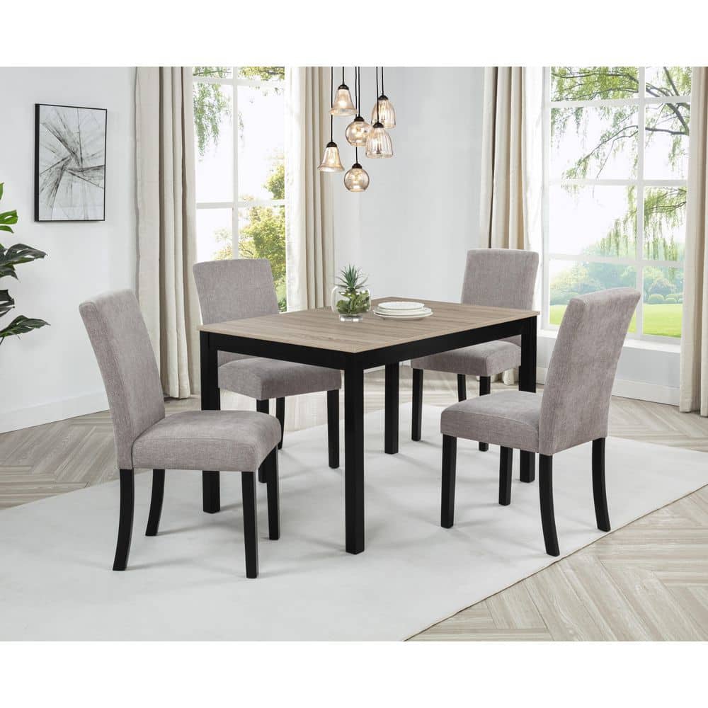 Best Master Furniture Willowridge 5-Piece Black/Gray Wood Dining Set ...