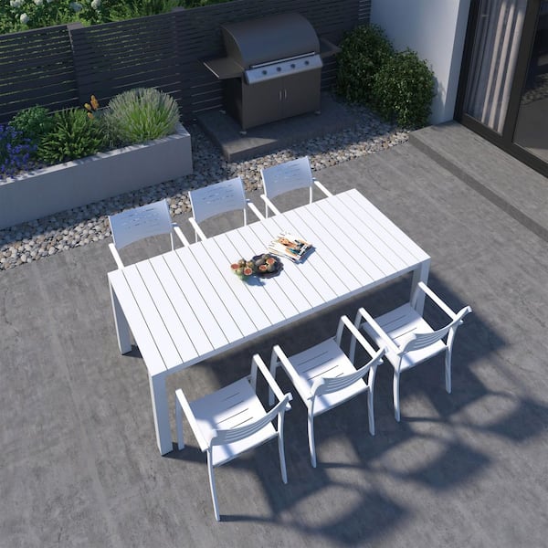 Amazonia Hinamoa 7-Piece Rust Free Aluminum Rectangular Patio Dining ...