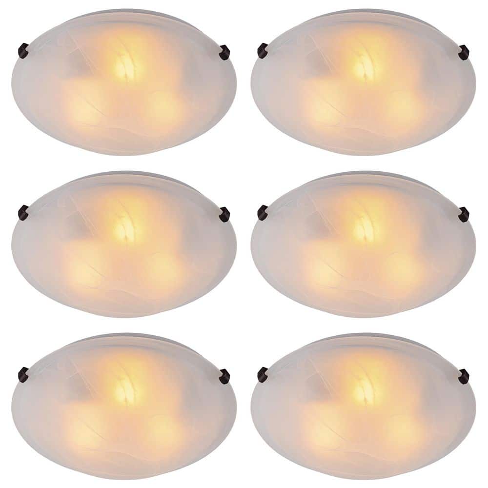 C Cattleya 12 in. 2-Light Bronze Flush Mount Ceiling Light with ...