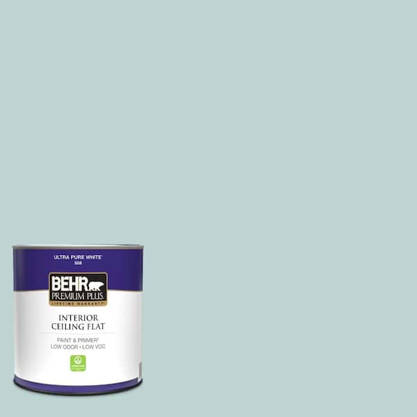 BEHR PREMIUM PLUS 1 qt. #500E-3 Rain Washed Ceiling Flat Interior Paint ...
