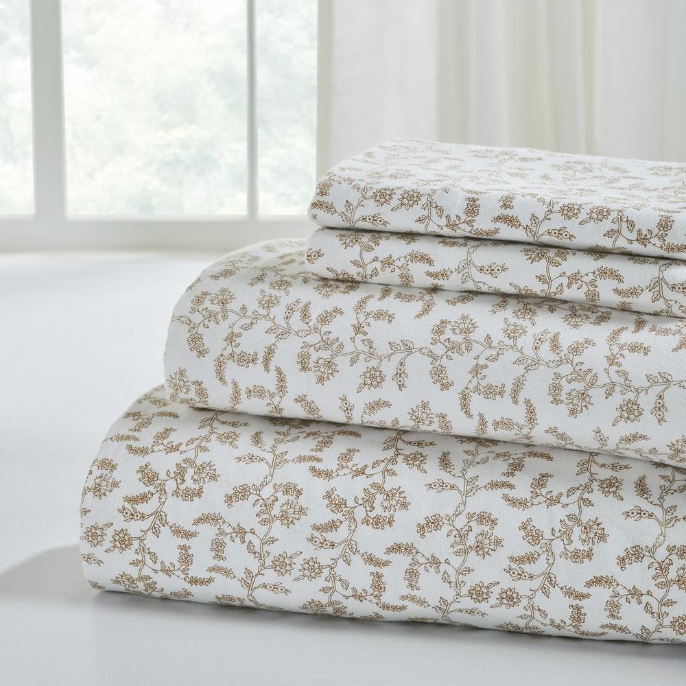 MODERN THREADS 4-Piece Vevian Printed Cotton Flannel Adult Bed Sheet Set, Queen 1FLNLSSE-VEV-QN ...