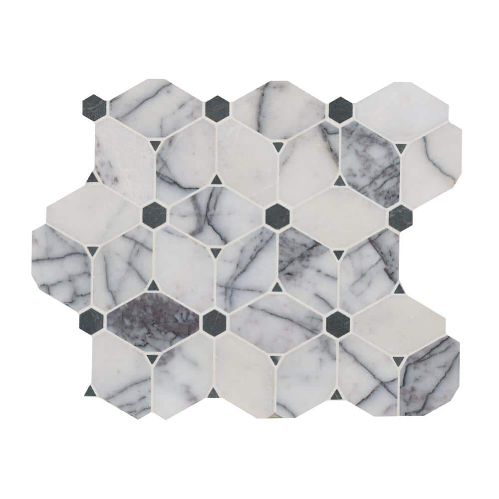 MSI Cecily Lilac White 11 in. x 12 in. Polished Marble Mesh-Mounted ...