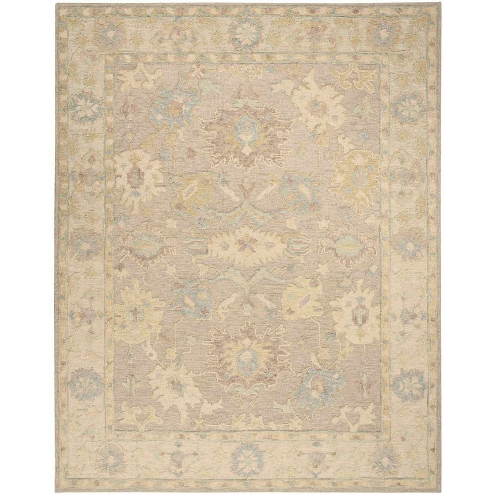Nourison Maison Taupe Ivory 9 ft. x 12 ft. Distressed Traditional Area ...
