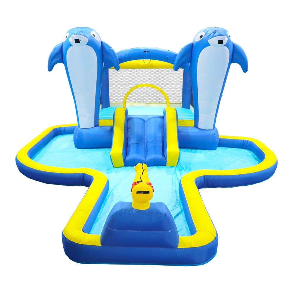 Flynama 6 in. 1 Outdoor Rectangle Inflatable Slide Water Park ...