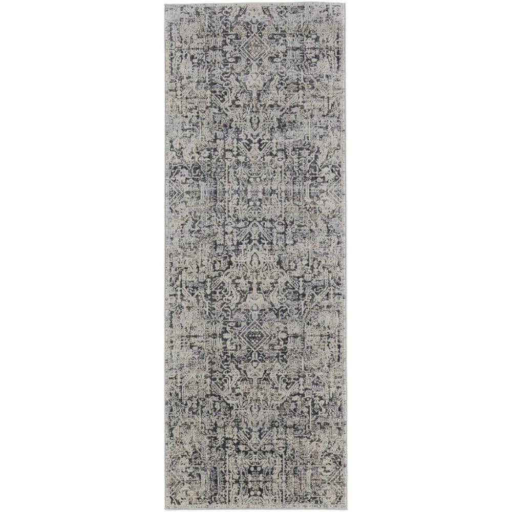 HomeRoots 2 ft. x 8 ft. Ivory, Gray Abstract Runner Rug 2000567273 ...