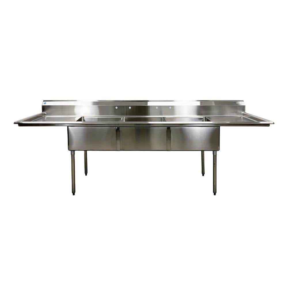 Cooler Depot 120 in. Stainless Steel 3-Compartments Commercial Sink ...