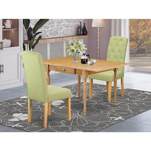 East West Furniture 3-Piece Natural Brown Oak Finish Solid Wood Top ...