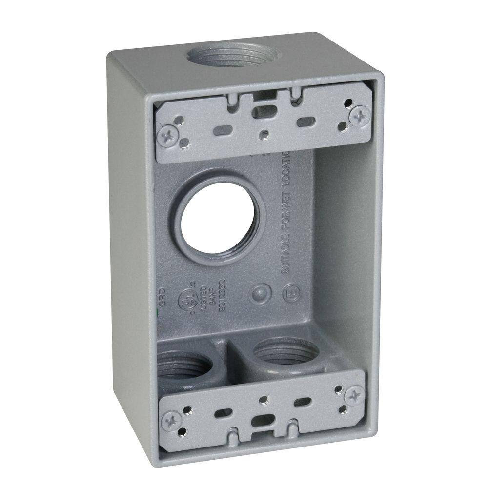 TAYMAC 1-Gang Gray Weatherproof Box with Four 3/4 in. Outlets SB475S ...