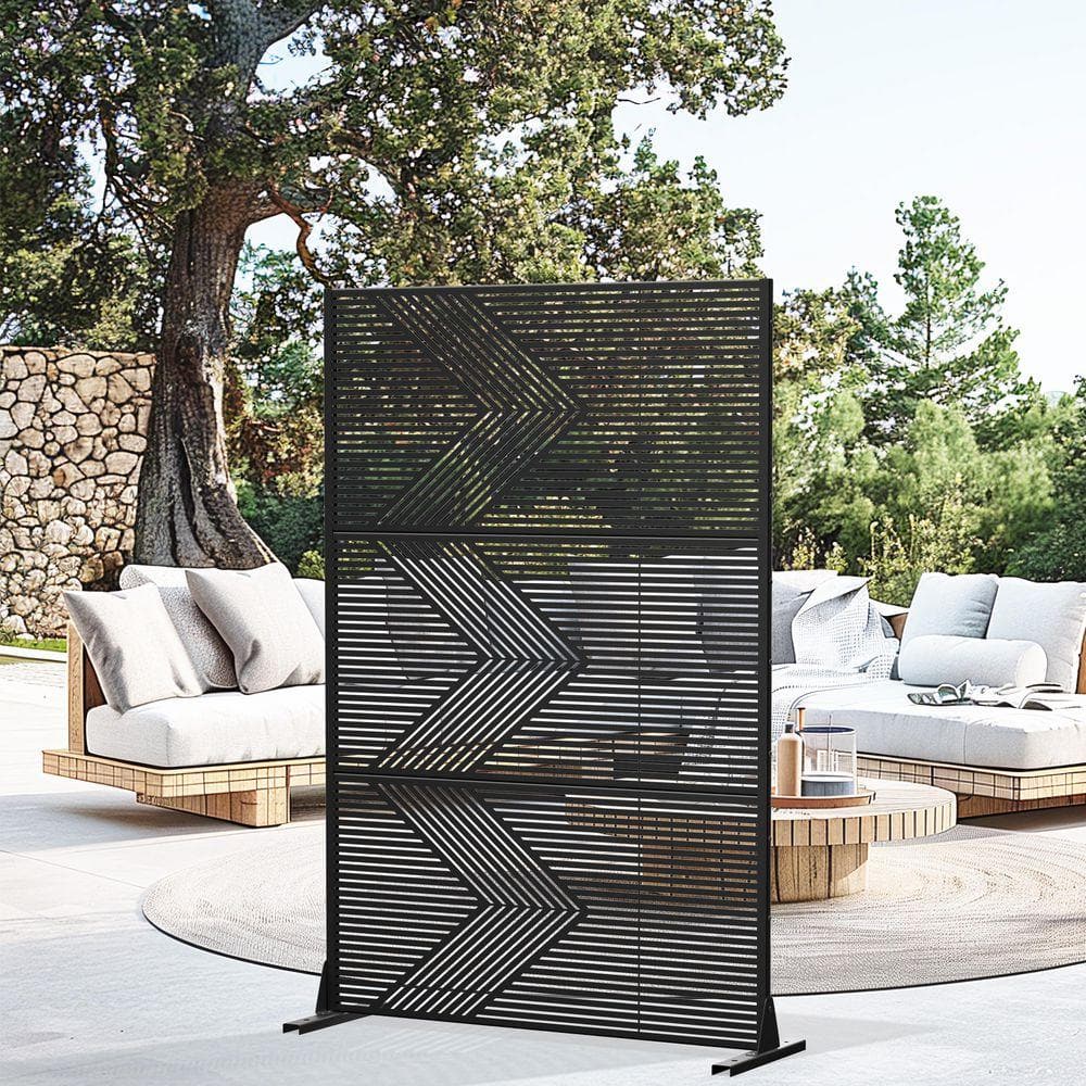 PexFix 6 ft. x 4 ft. Privacy Fence Screen Black Galvanized Metal for ...