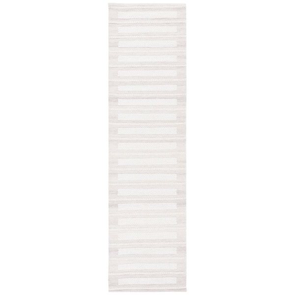 SAFAVIEH Kilim 2 ft. x 8 ft. Gray/Ivory Striped High-Low Runner Rug ...