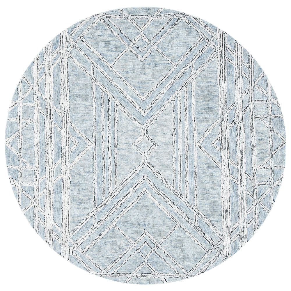 SAFAVIEH Micro-Loop Light Blue/Ivory 5 ft. x 5 ft. Abstract Geometric ...