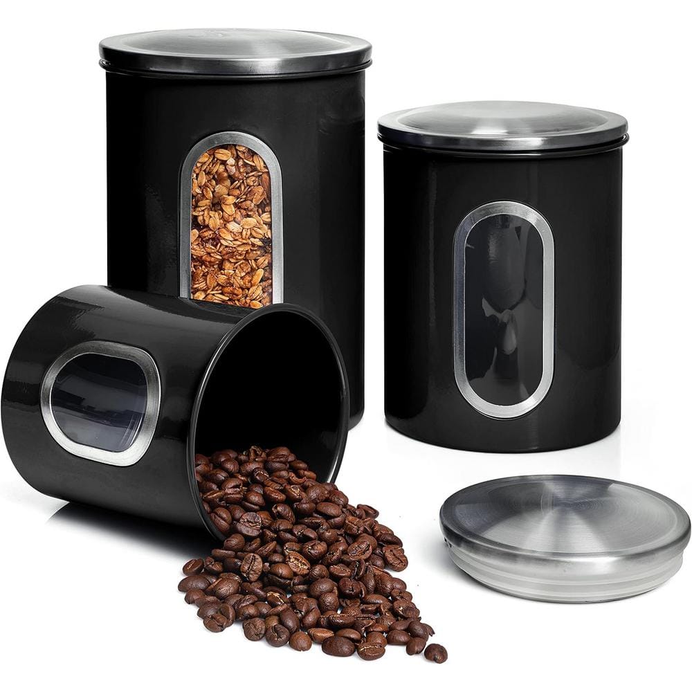 PRIMEPLUS 3 Piece Black Stainless-Steel Canisters Sets CS-BL3-001 - The ...
