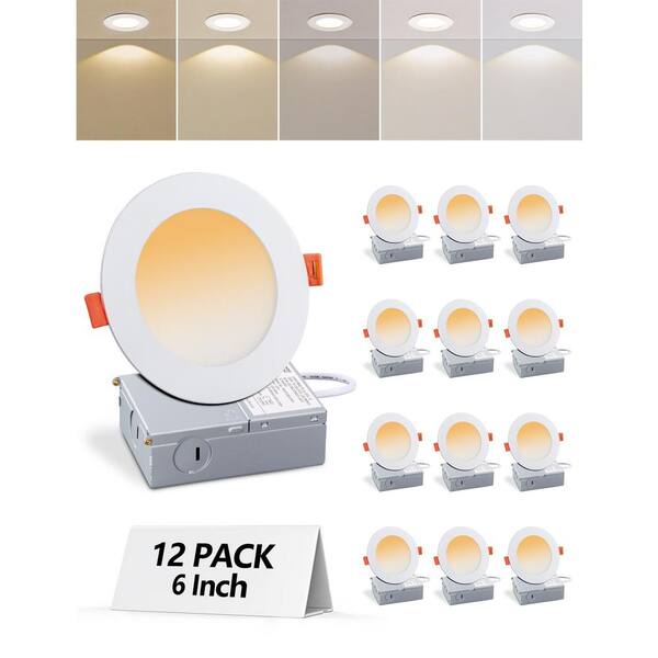 Maxax 6 in. Canless Ultra-Thin 12-Watt Adjustable 5 CCT Remodel ...