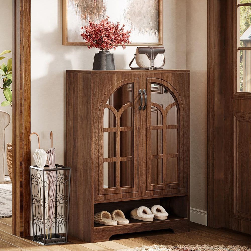 BYBLIGHT Lauren Wood Shoe Storage Cabinet with Doors and Open Shelf for ...