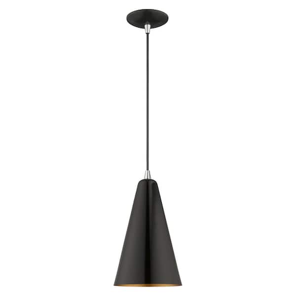 Livex Lighting Metal Shade Mini Pendants 1 Light Shiny Black Mini ...