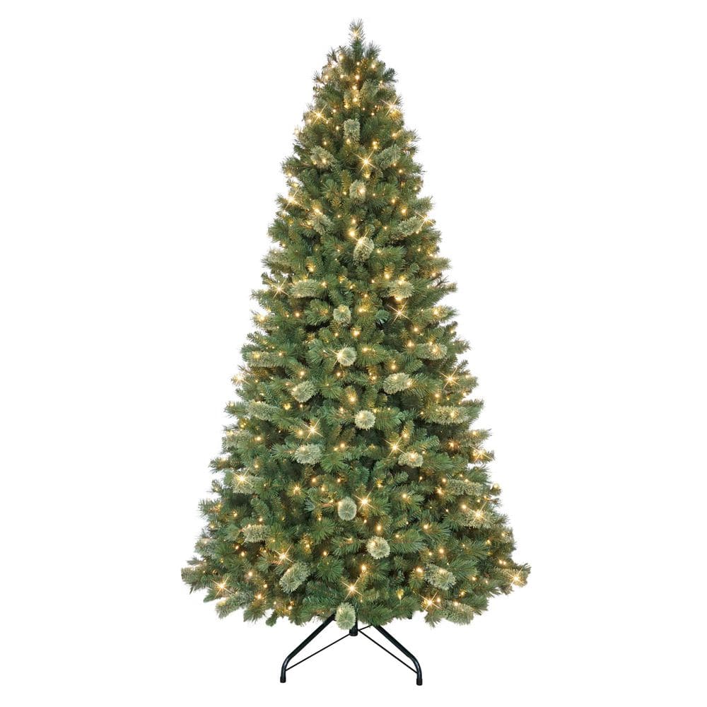 Puleo International 9 ft. Pre-Lit Teton Pine Artificial Christmas Tree ...